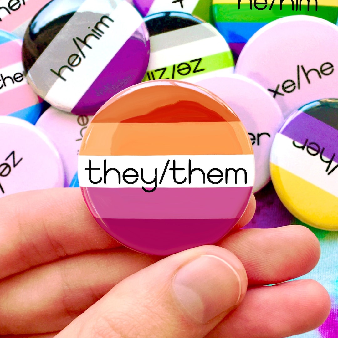 Customizable Pronoun Button | LGBTQ Transgender Nonbinary Pride - Etsy