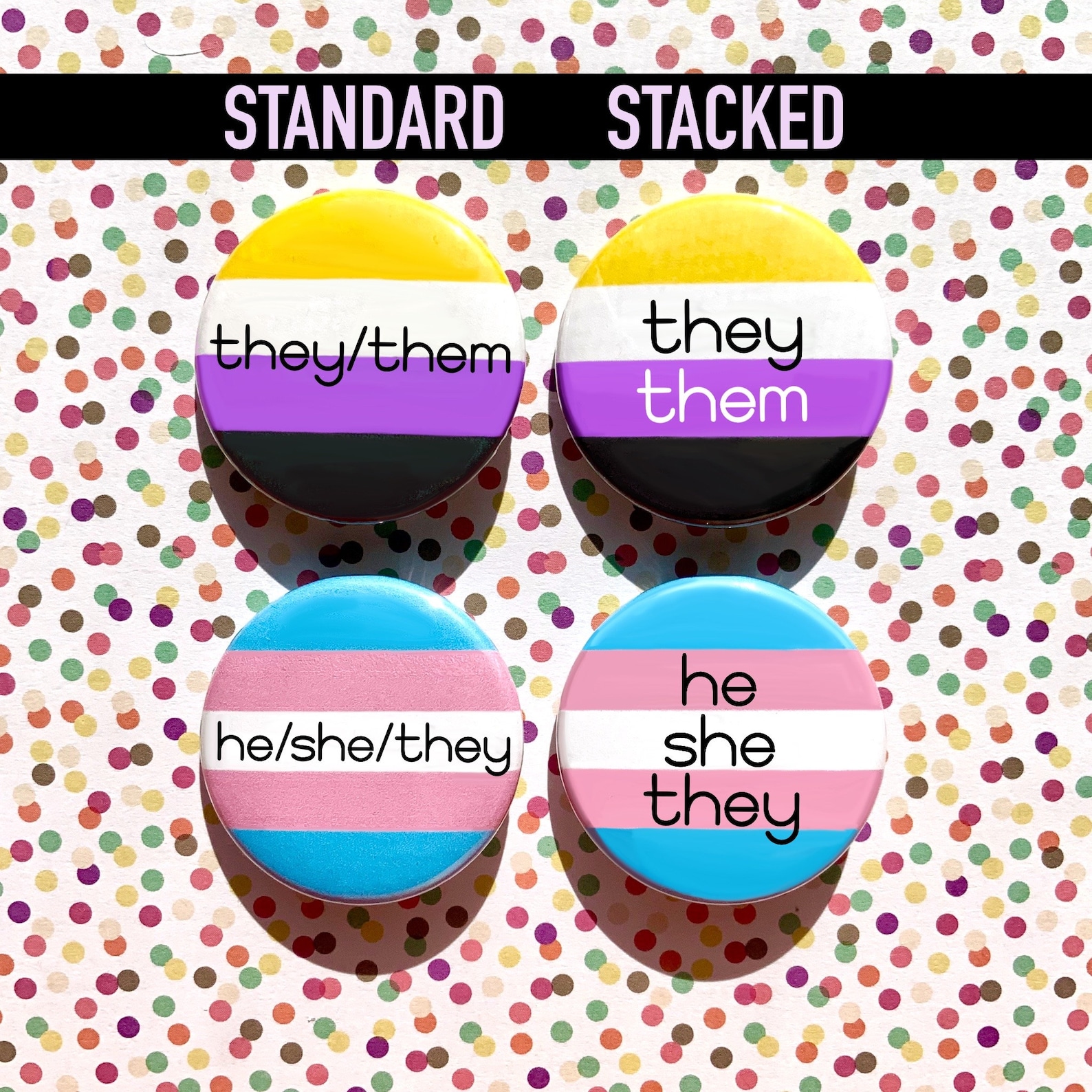 Customizable Pronoun Button // LGBTQ Transgender Nonbinary - Etsy