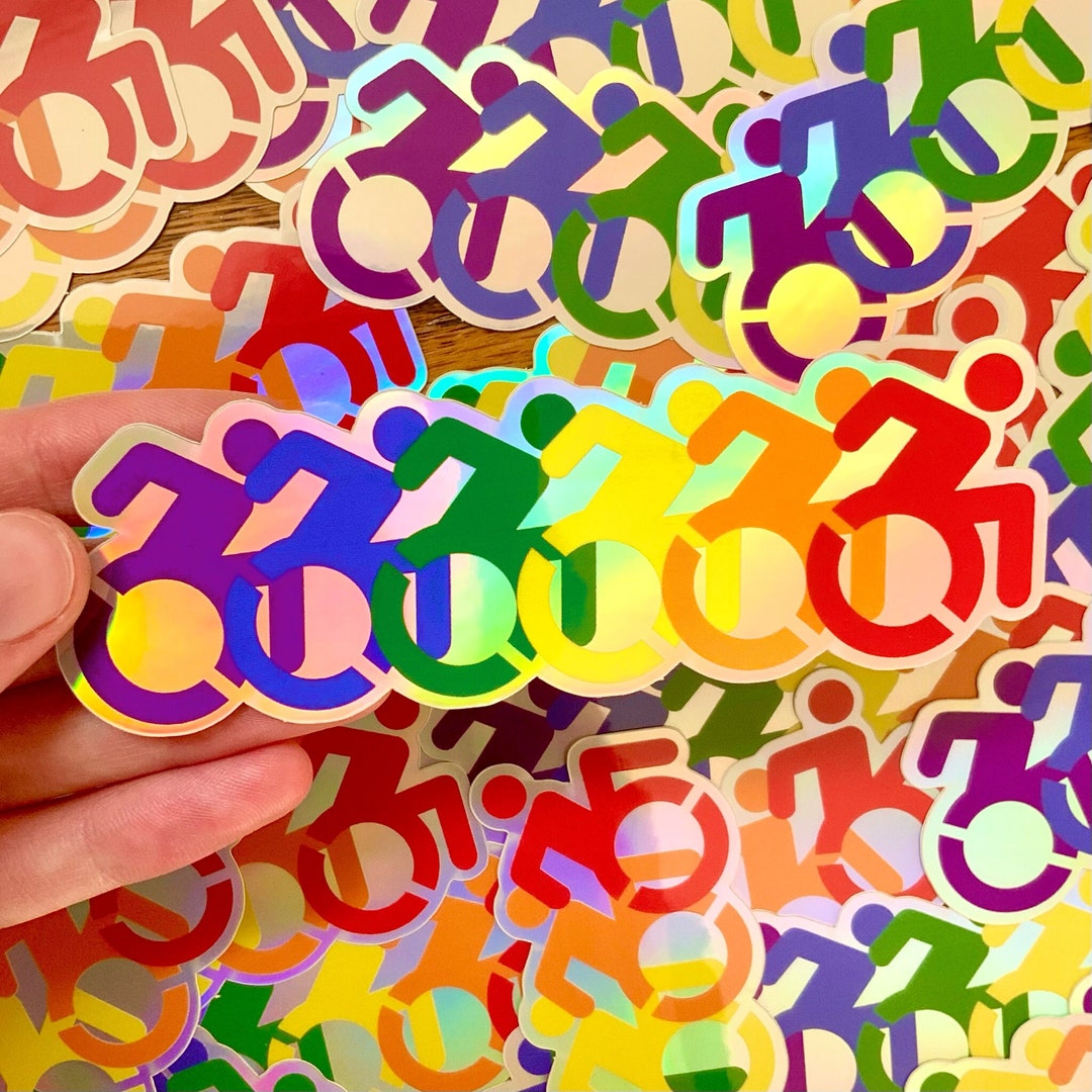 Wheelchair Rainbow Flag Holographic Sticker | LIMITED EDITION | LGBTQ ...