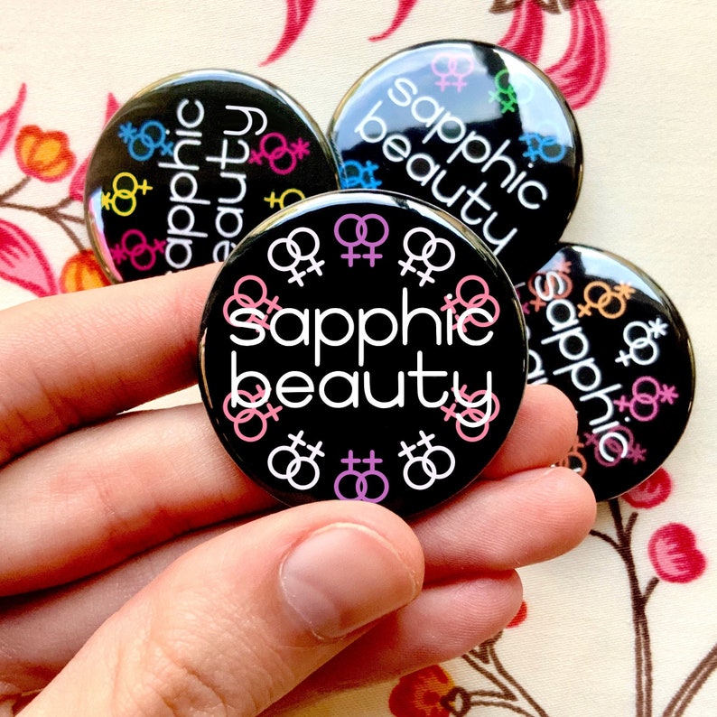 Sapphic WLW Beauty Button // Subtle Black // LGBTQ Lesbian - Etsy