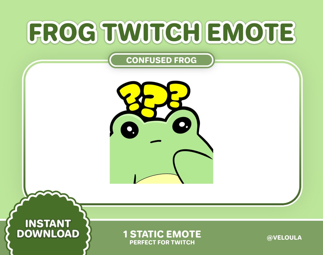 Confused Frog Twitch Emote / Static / Kawaii / Cute / Frog Theme Overlays / Stream Setup ...
