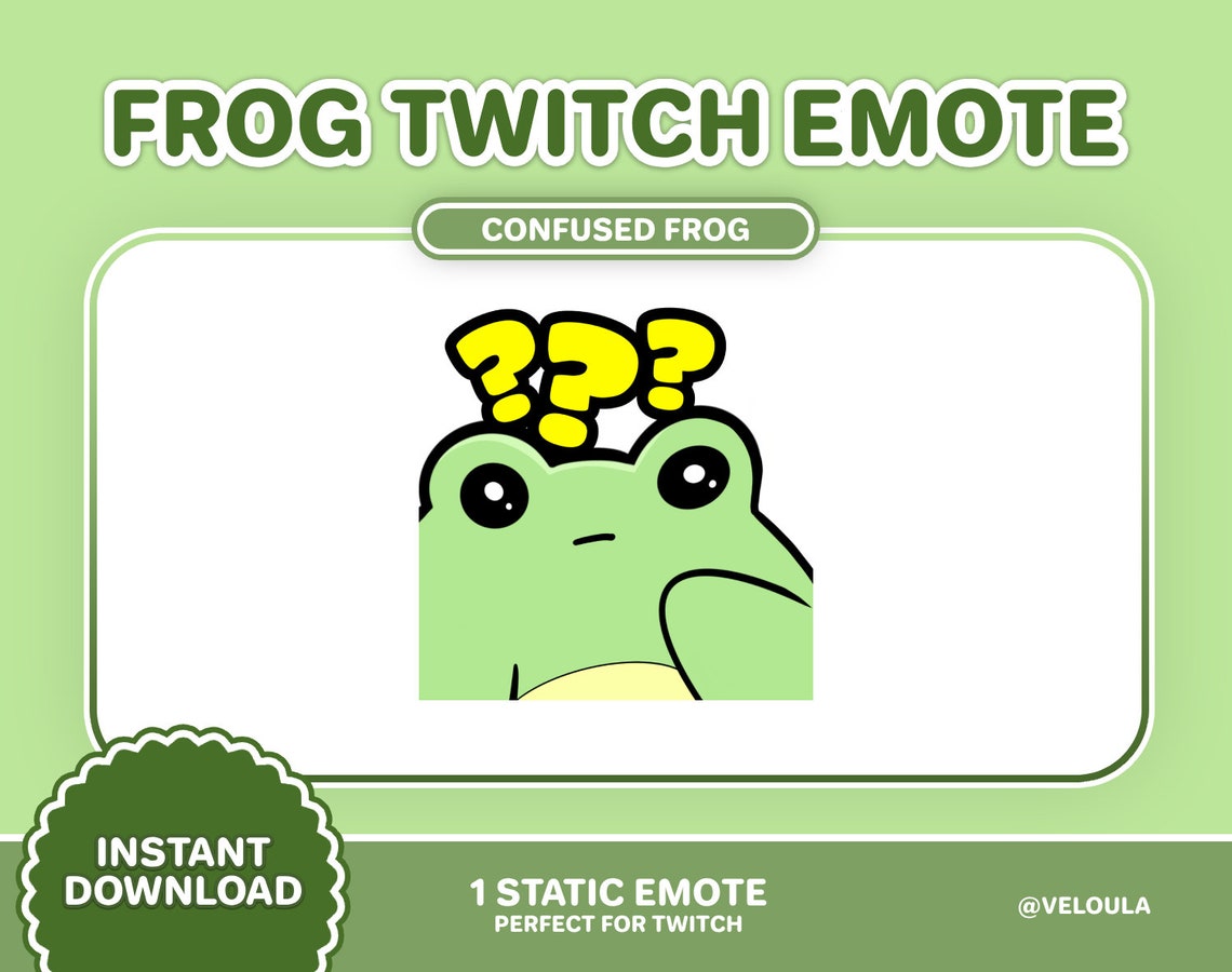 Confused Frog Twitch Emote / Static / Kawaii / Cute / Frog Theme ...