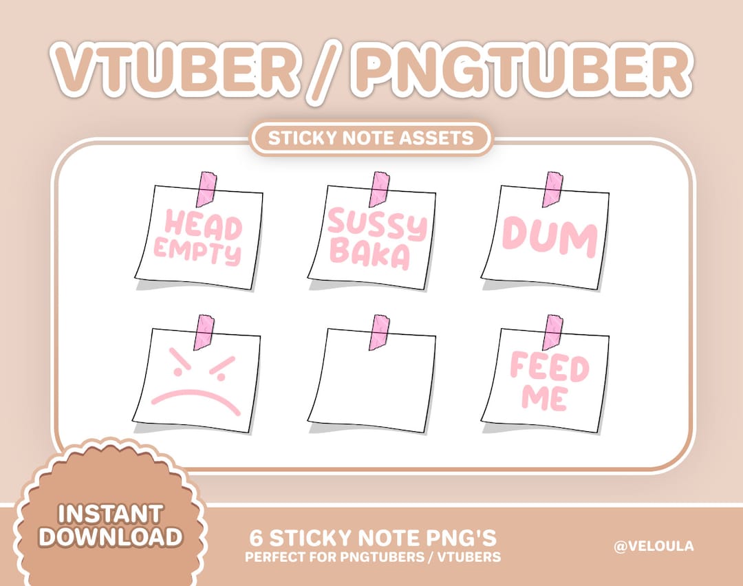 Pink Vtuber / Pngtuber Sticky Note Asset | Streamer Setup | Twitch Channel Points | Funny Stream ...