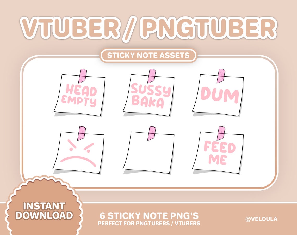 Pink Vtuber / Pngtuber Sticky Note Asset | Streamer Setup | Twitch ...