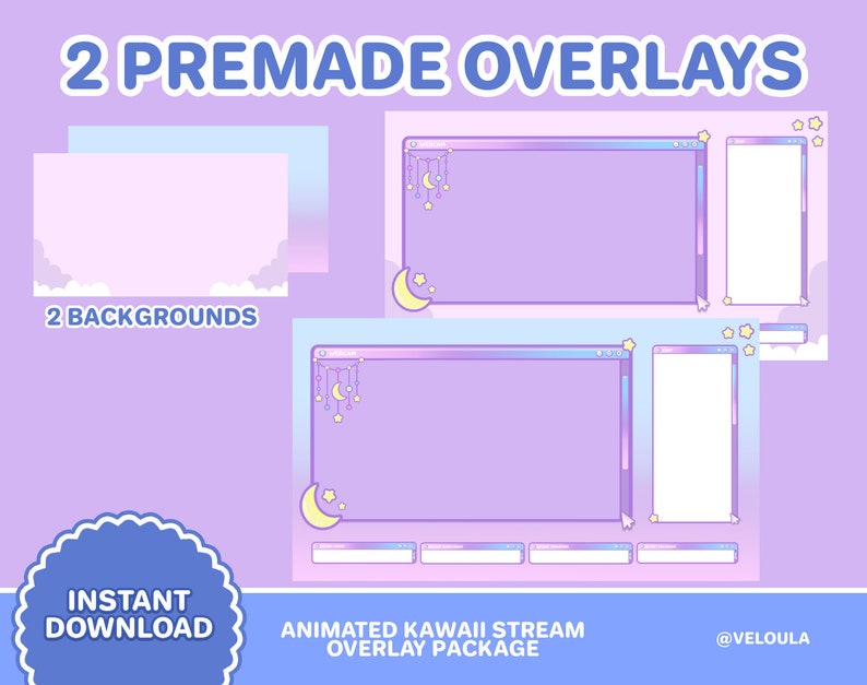Kawaii Stream Pack | INSTANT DOWNLOAD | Animated Twitch Overlay ...