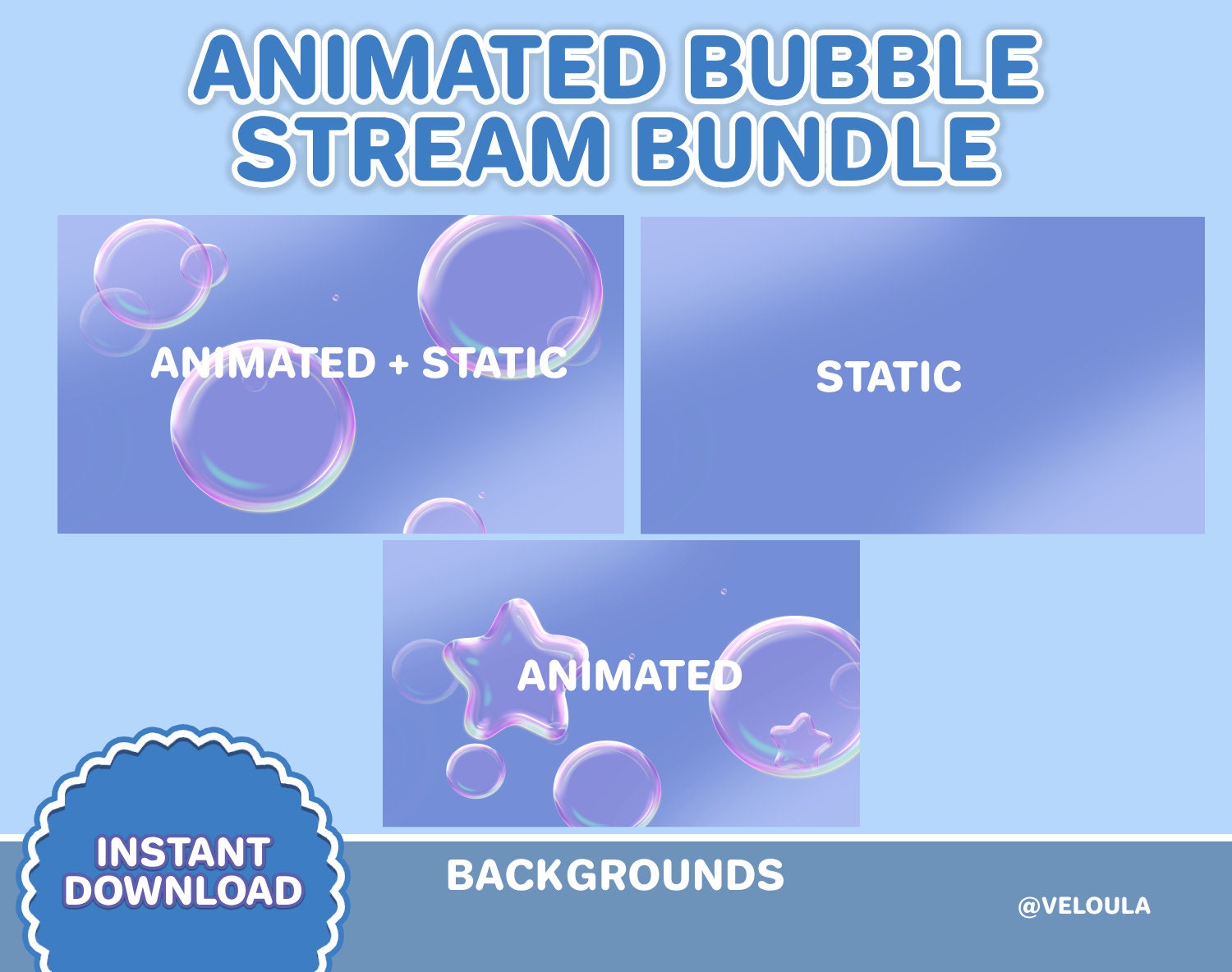 Blue Sky Bubble Stream Bundle INSTANT DOWNLOAD Kawaii Pastel Aesthetic ...