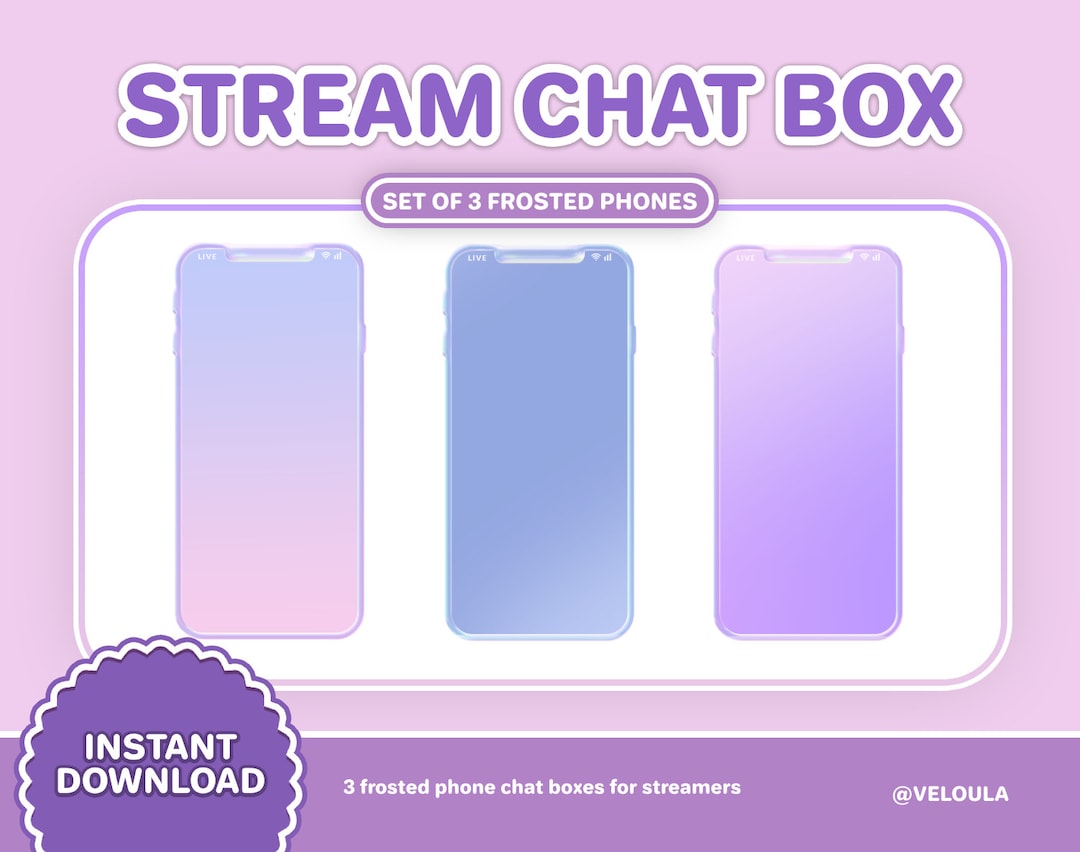 Stream Chat Box / Set of 3 Frosted Phones / Twitch Overlay / Cute ...