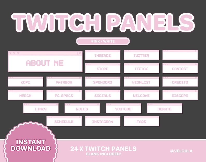 Pink Computer Twitch Panels - 24 X Panels | Aesthetic, Retro, Pixel ...