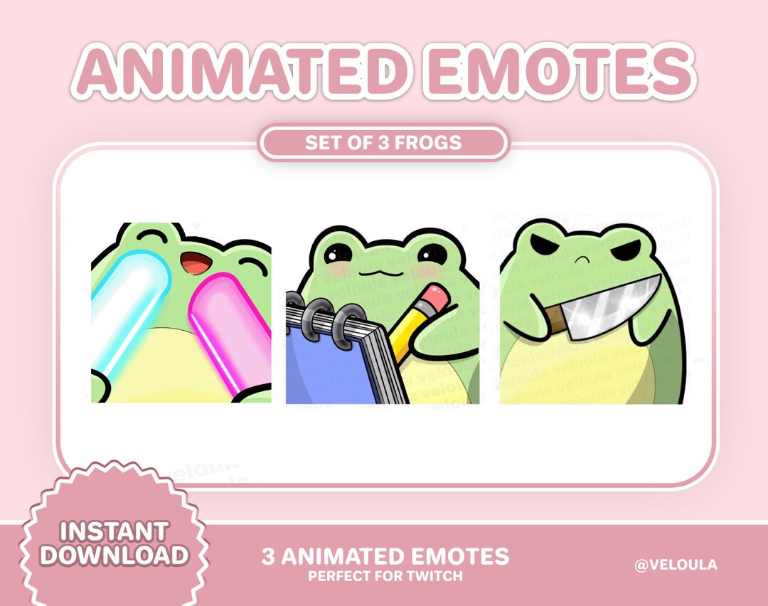 3 X ANIMATED Frog Emote Set for Twitch Streamers! Kawaii Dancing Rave ...