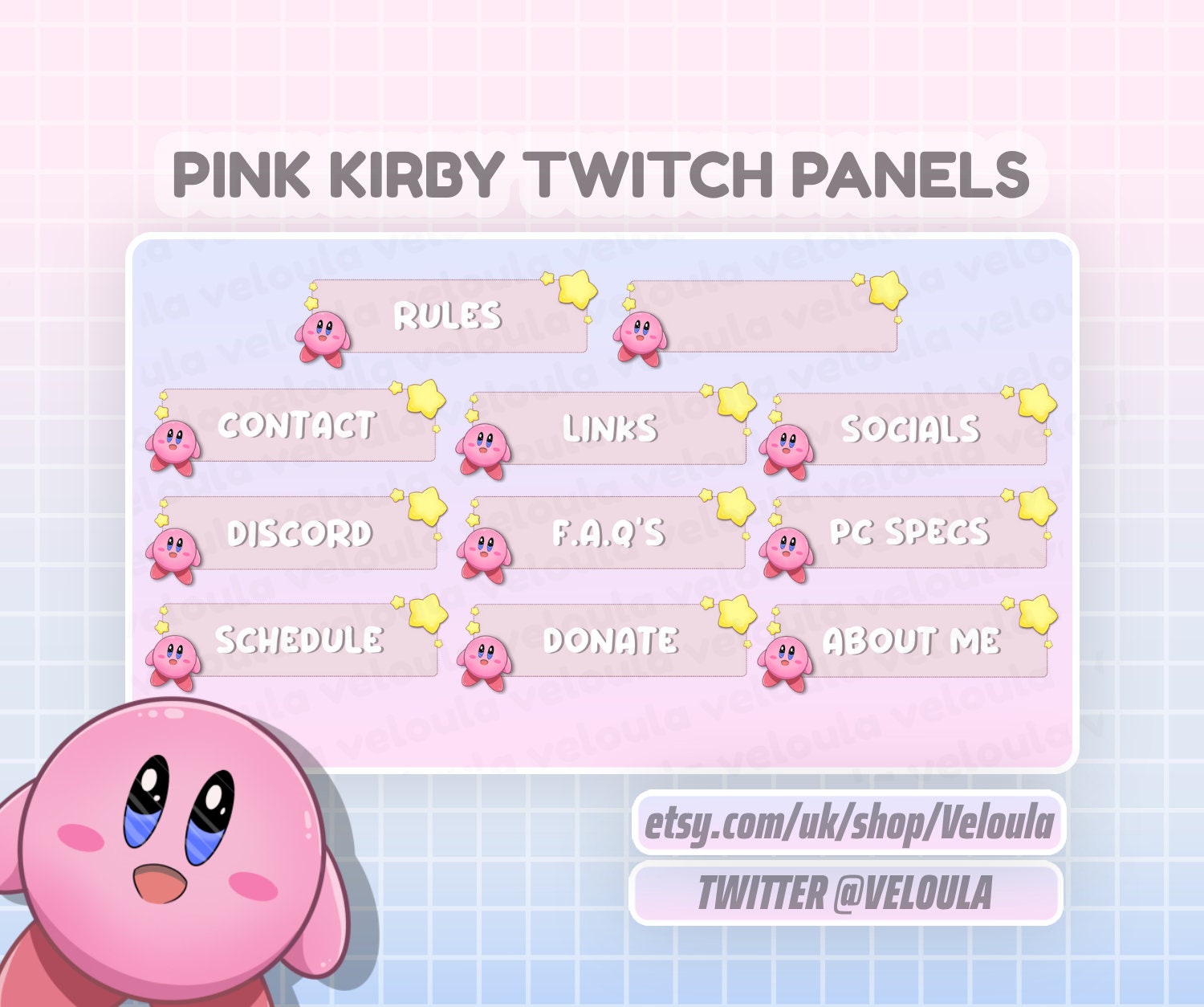 11 X Kirby Pink Twitch Panels Aesthetic Pastel Pink Assets - Etsy