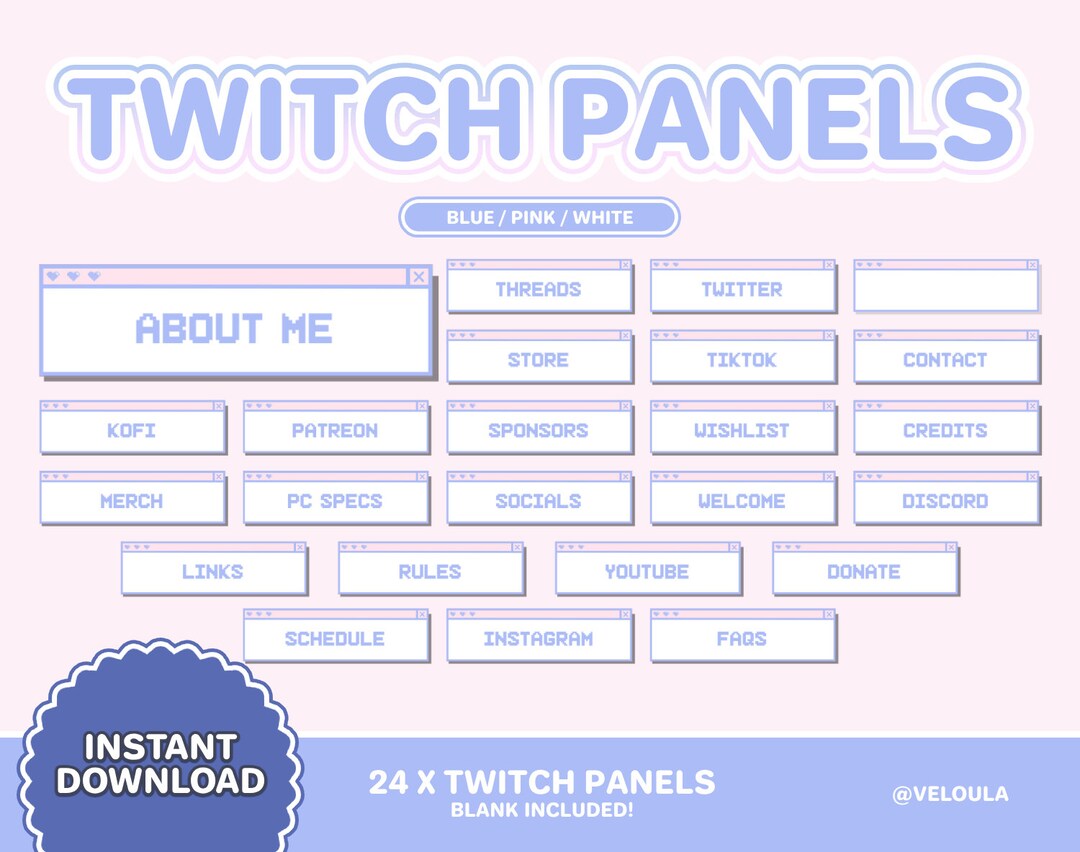 Pastel Computer Twitch Panels - 24 X Panels | Aesthetic, Retro, Pixel ...