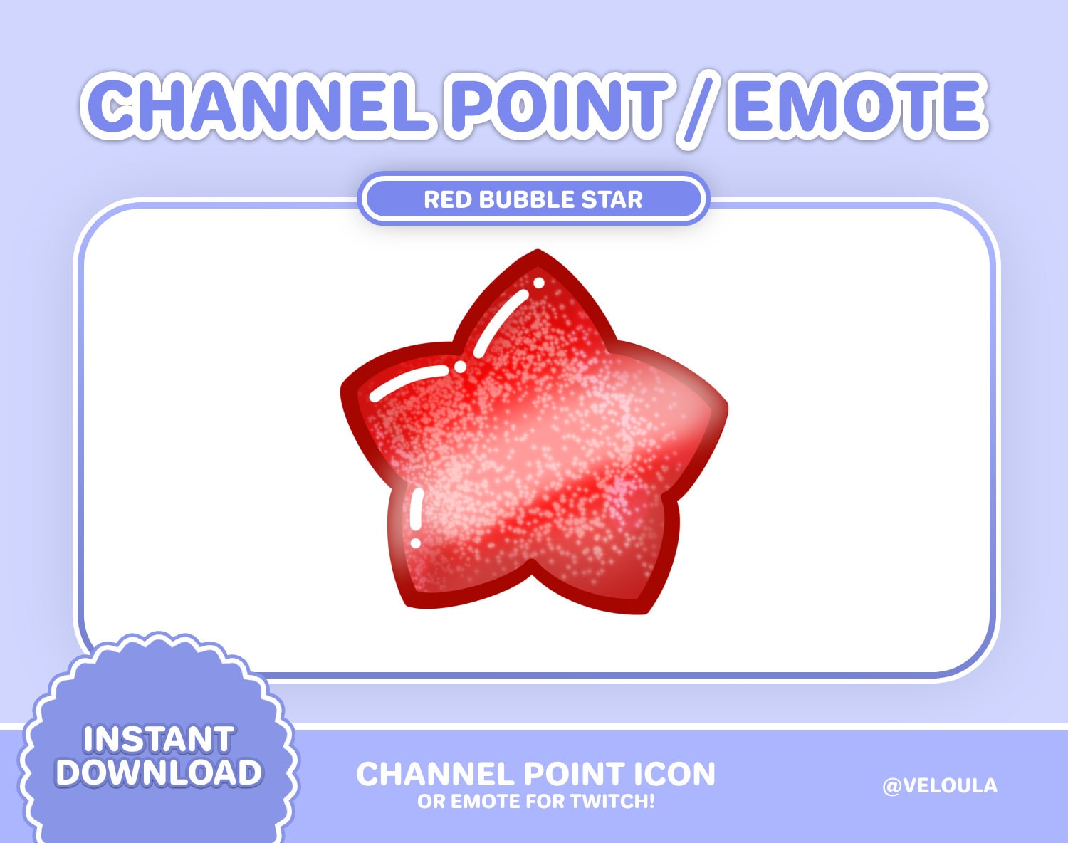 Twitch Star Channel Point / Emote Red | Streamers | Kawaii Bubble Star ...