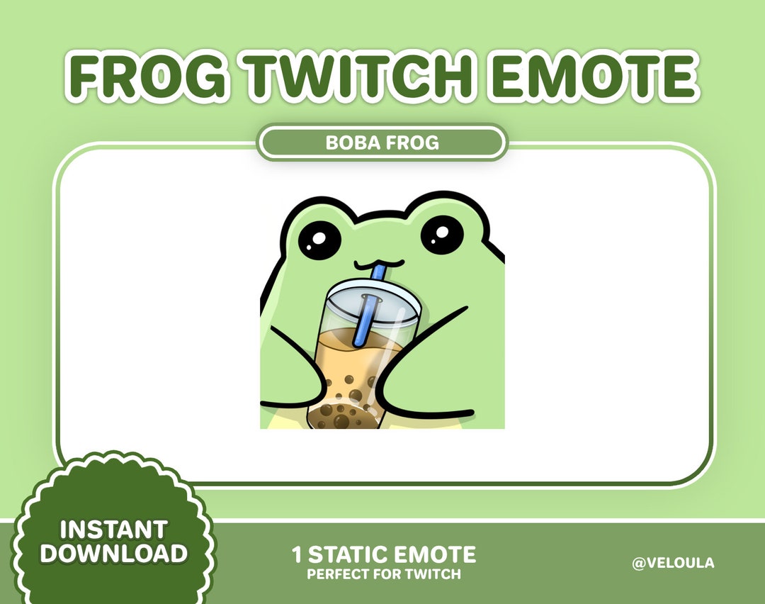 Boba Frog Twitch Emote / Static / Kawaii / Cute / Frog Theme Overlays ...
