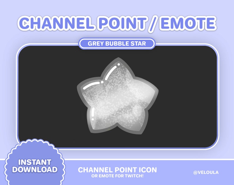 Twitch Star Channel Point / Emote Grey | Streamers | Kawaii Bubble Star ...
