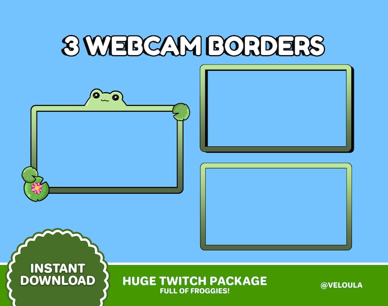 Animated Frog Overlays Full Package for Twitch - Panels, Scenes, Emotes ...