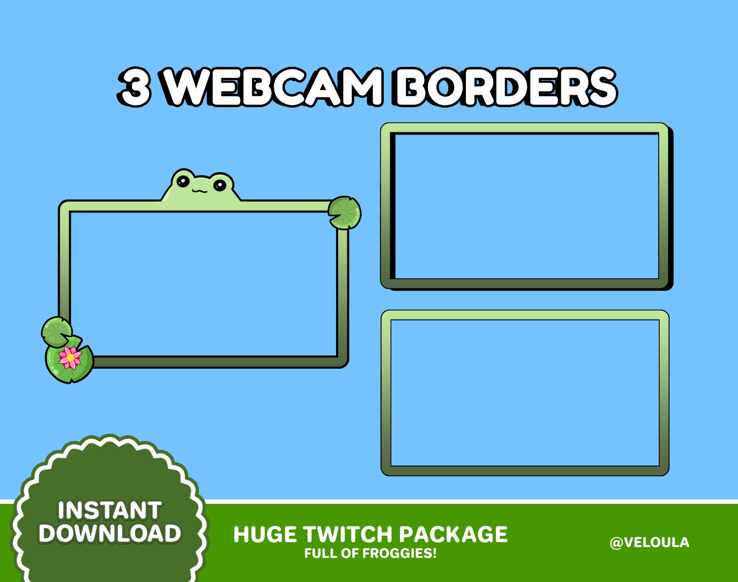 Animated Frog Overlays Full Package for Twitch Panels, Scenes, Emotes ...