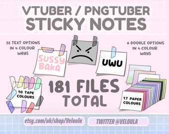 Vtuber / Pngtuber Sticky Note Asset MEGAPACK PREMADE & CUSTOMIZABLE ...