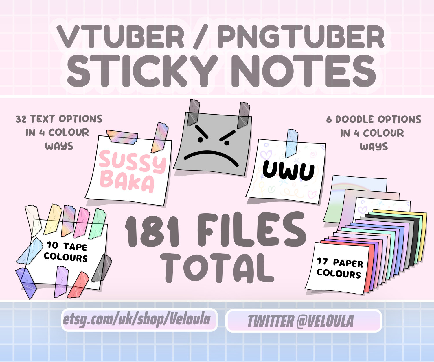 VTuber / PNGTuber Sticky Note Asset MEGAPACK / TOTALMENTE ...