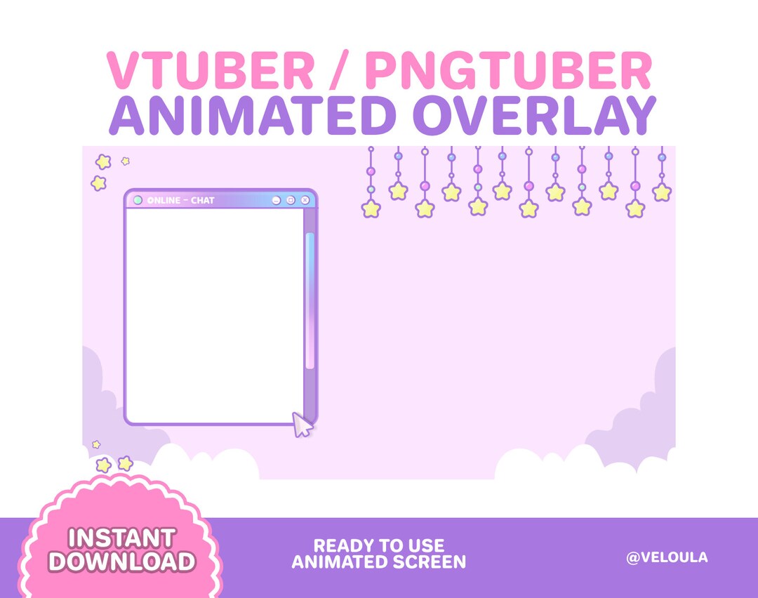 Animated Vtuber / Pngtuber Overlay | Window UI Theme | Cute | Aesthetic ...
