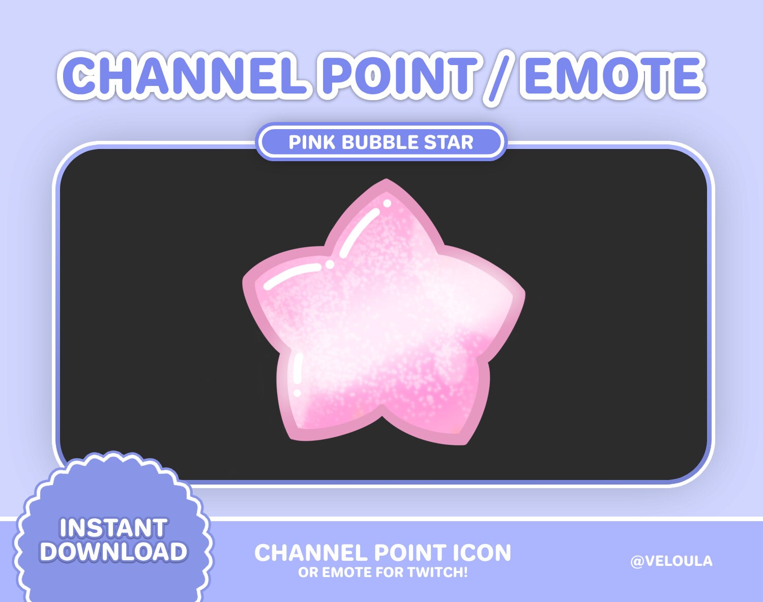 Twitch Star Channel Point / Emote Pink Streamers Kawaii Bubble Star ...
