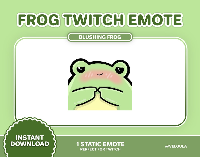 Blushing Frog Twitch Emote / Static / Kawaii / Cute / Frog Theme ...