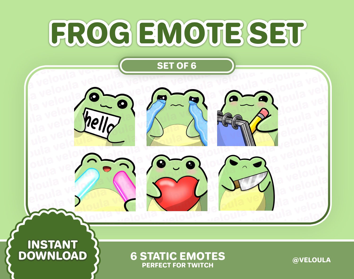 6 X Kawaii Frog Twitch Emotes -kawaii, Dancing, Rave, Noted, Angry ...