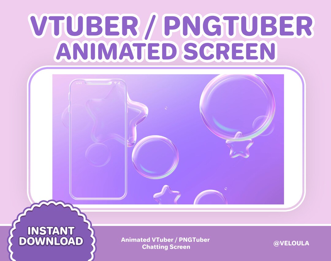 Animated Vtuber / Pngtuber Chatting Screen / Purple Bubble Twitch ...