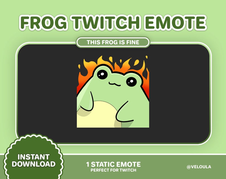 This is Fine Frog Twitch Emote / Static / Kawaii / Cute / Frog Theme ...