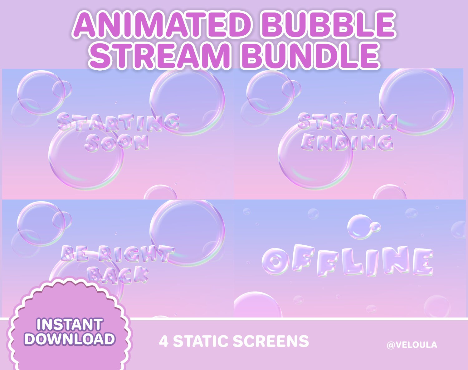 Sunset Bubble Stream Bundle | INSTANT DOWNLOAD | Kawaii Pastel ...