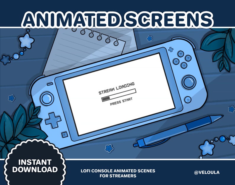 Lofi Animated Gaming Stream Scenes – Blue Switch Console (digital ...