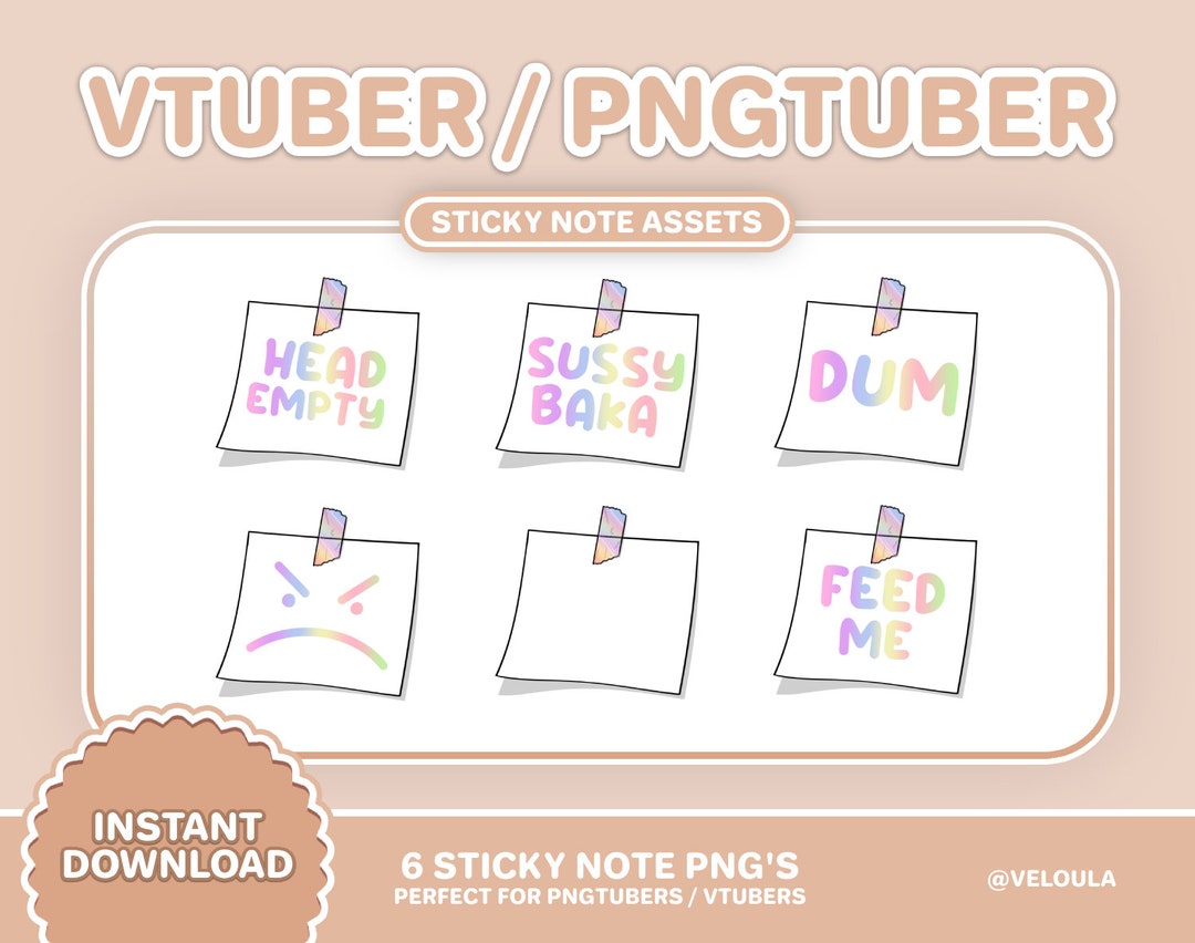 Rainbow Vtuber / Pngtuber Sticky Note Asset | Streamer Setup | Twitch ...
