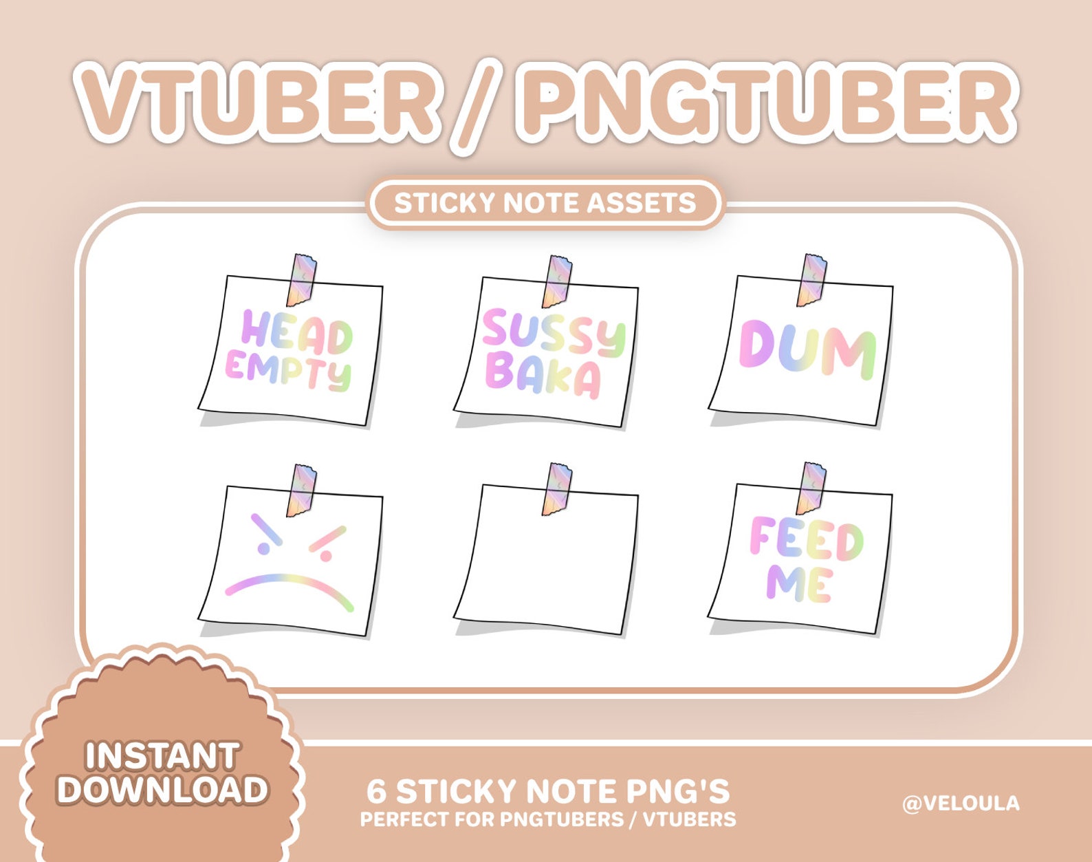 Rainbow VTuber / PNGTuber Sticky Note Asset / Configuración de Streamer ...