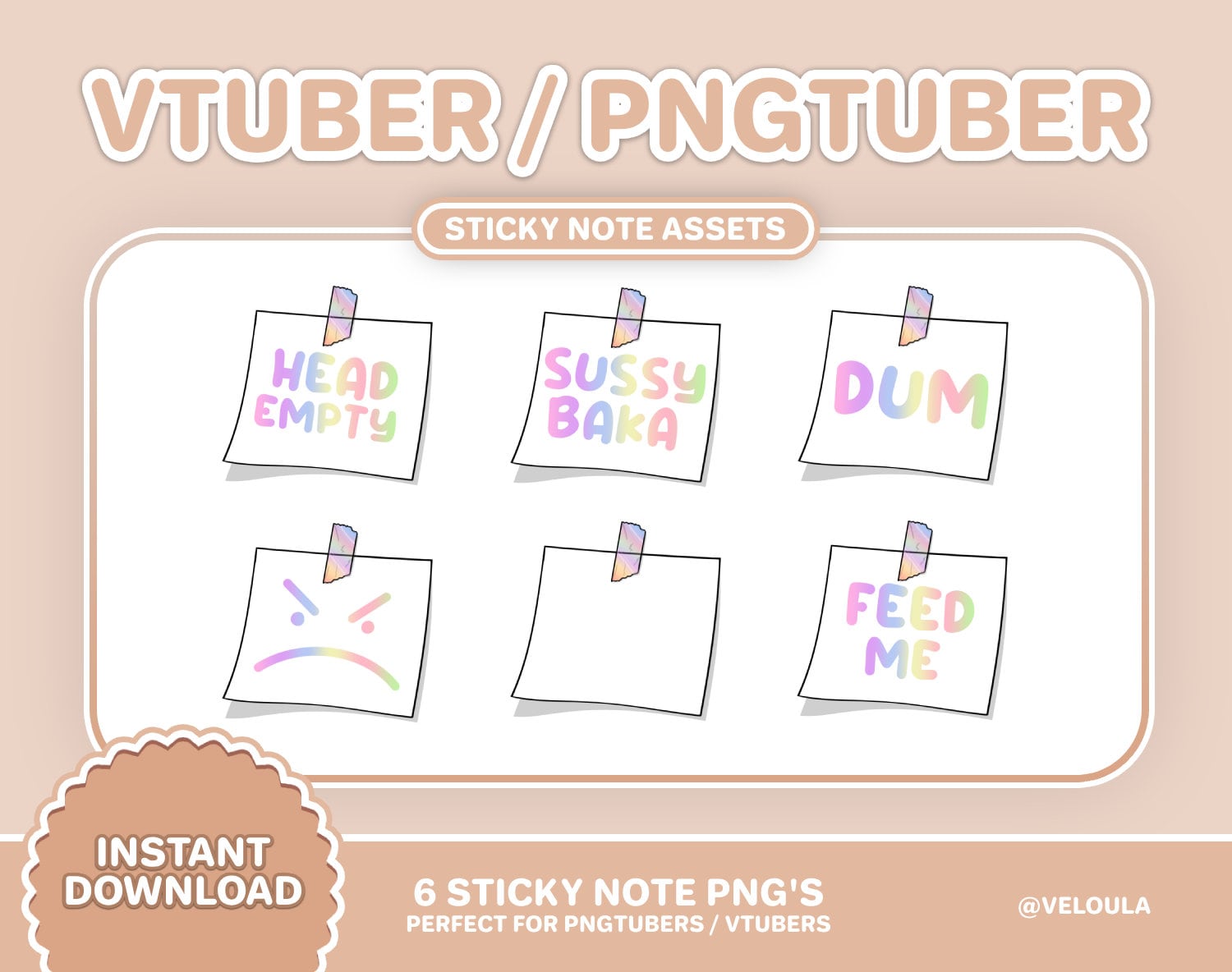 Rainbow Vtuber / Pngtuber Sticky Note Asset | Streamer Setup | Twitch ...
