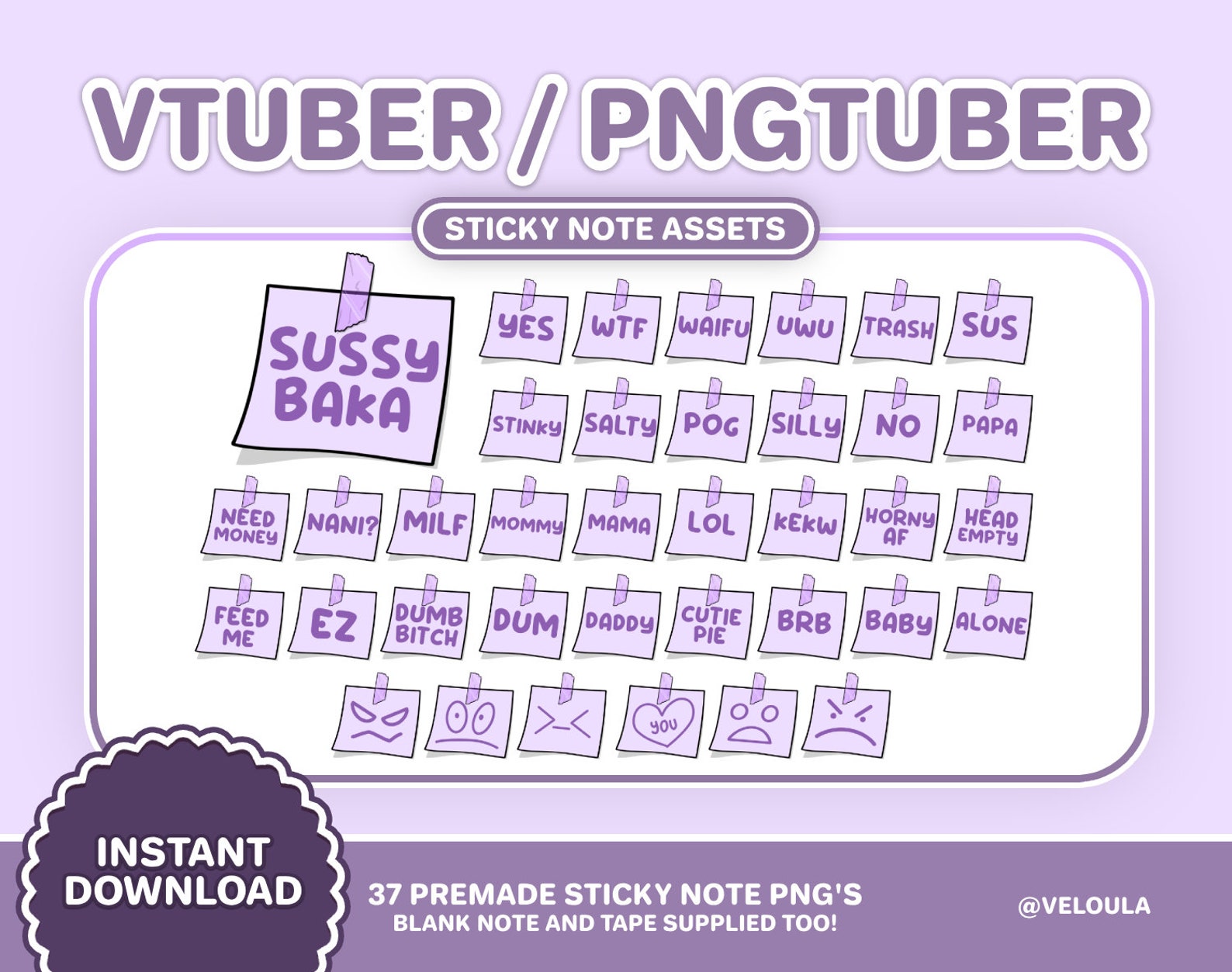 37 Vtuber / Pngtuber Sticky Note Assets | Streamer Setup | Twitch ...