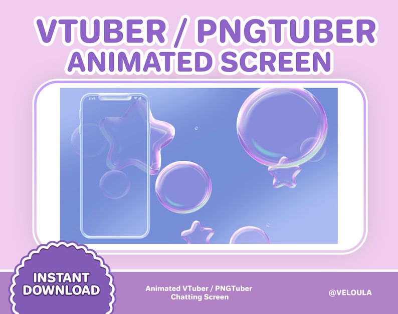 Animated Vtuber / Pngtuber Chatting Screen / Blue Bubble Twitch Overlay ...