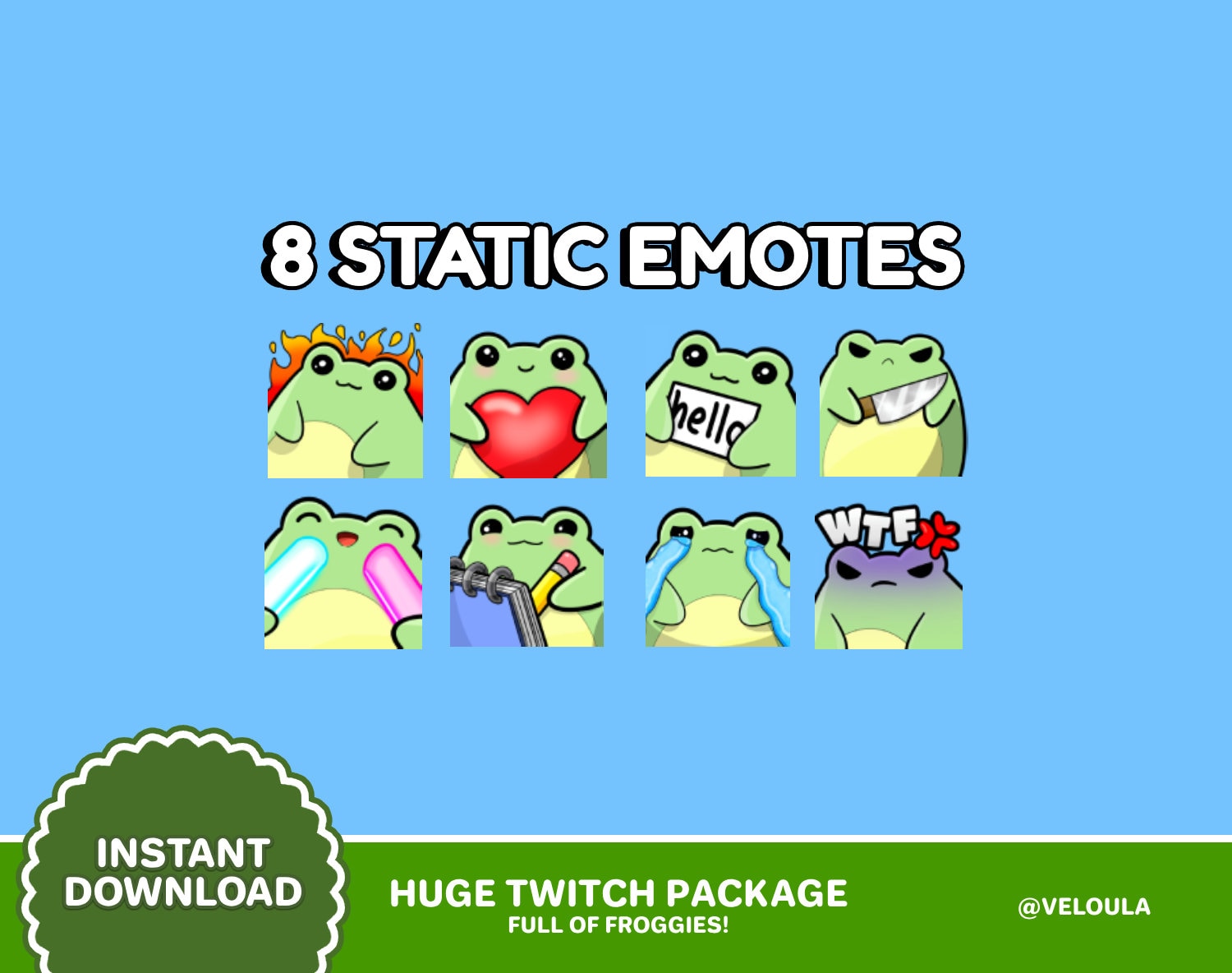 Animated Frog Overlays Full Package for Twitch - Panels, Scenes, Emotes ...