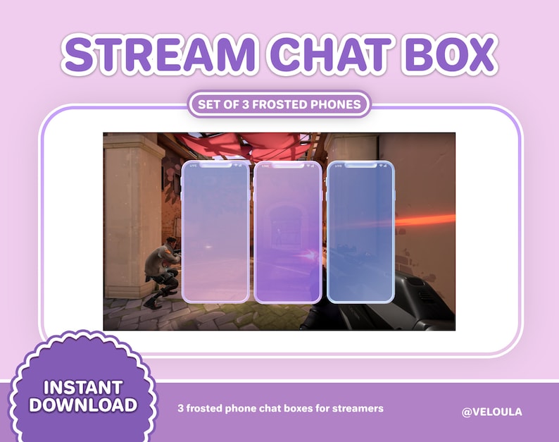 Stream Chat Box / Set of 3 Frosted Phones / Twitch Overlay / Cute ...