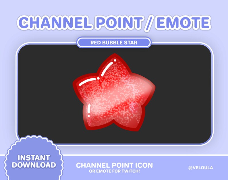 Twitch Star Channel Point / Emote Red | Streamers | Kawaii Bubble Star ...
