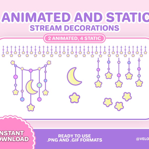 Moon and Stars Stream Decorations - Etsy