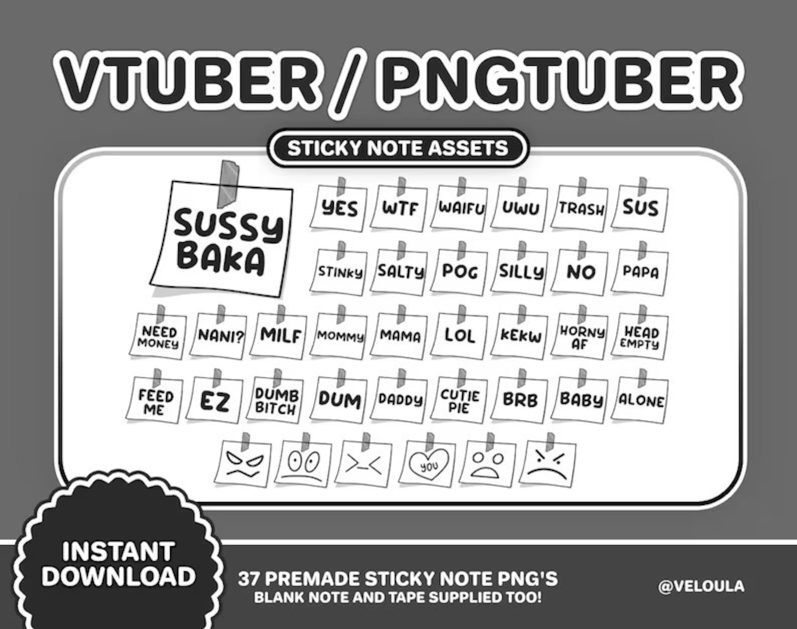 Vtuber / Pngtuber Sticky Note Asset MEGAPACK | PREMADE & CUSTOMIZABLE ...