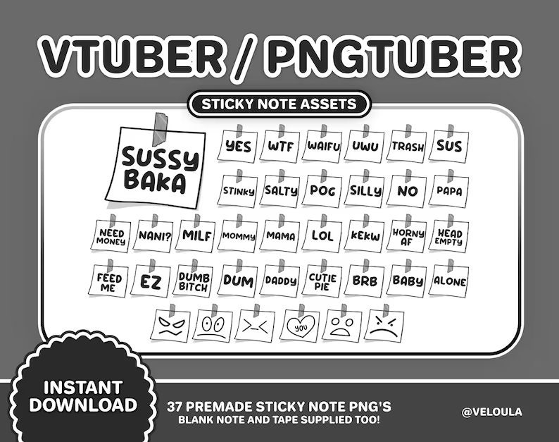 Vtuber / Pngtuber Sticky Note Asset MEGAPACK PREMADE & - Etsy UK