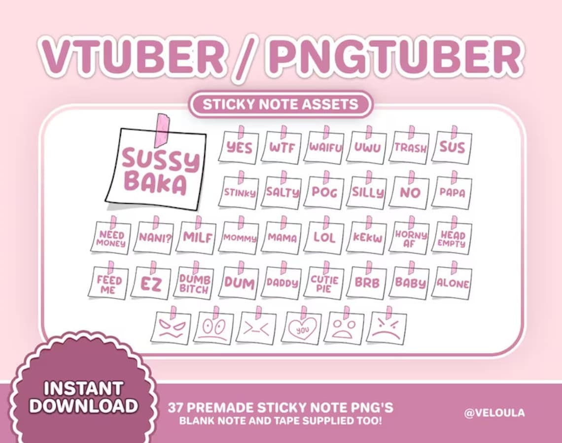 Vtuber / Pngtuber Sticky Note Asset MEGAPACK PREMADE & - Etsy UK