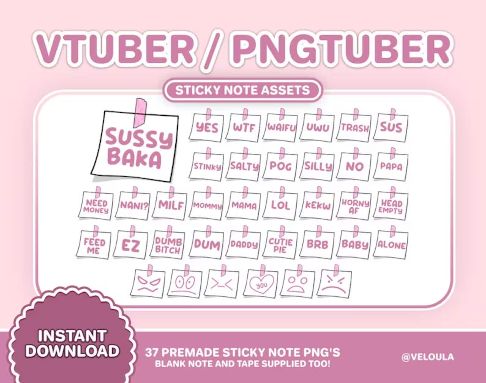 Vtuber / Pngtuber Sticky Note Asset MEGAPACK PREMADE & - Etsy UK