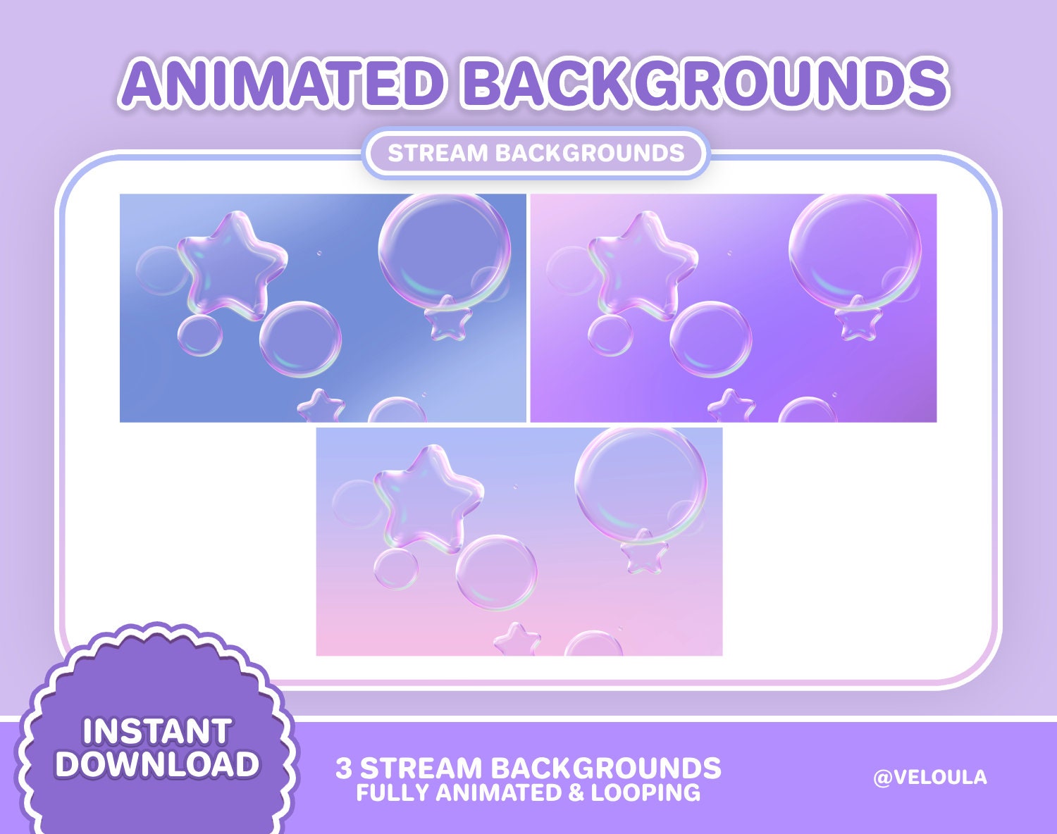 Animated Stream Background / Dreamy Soft Star Bubble Twitch Overlay ...