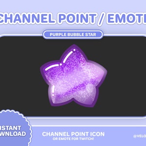 Twitch Star Channel Point / Emote Purple | Streamers | Kawaii Bubble ...