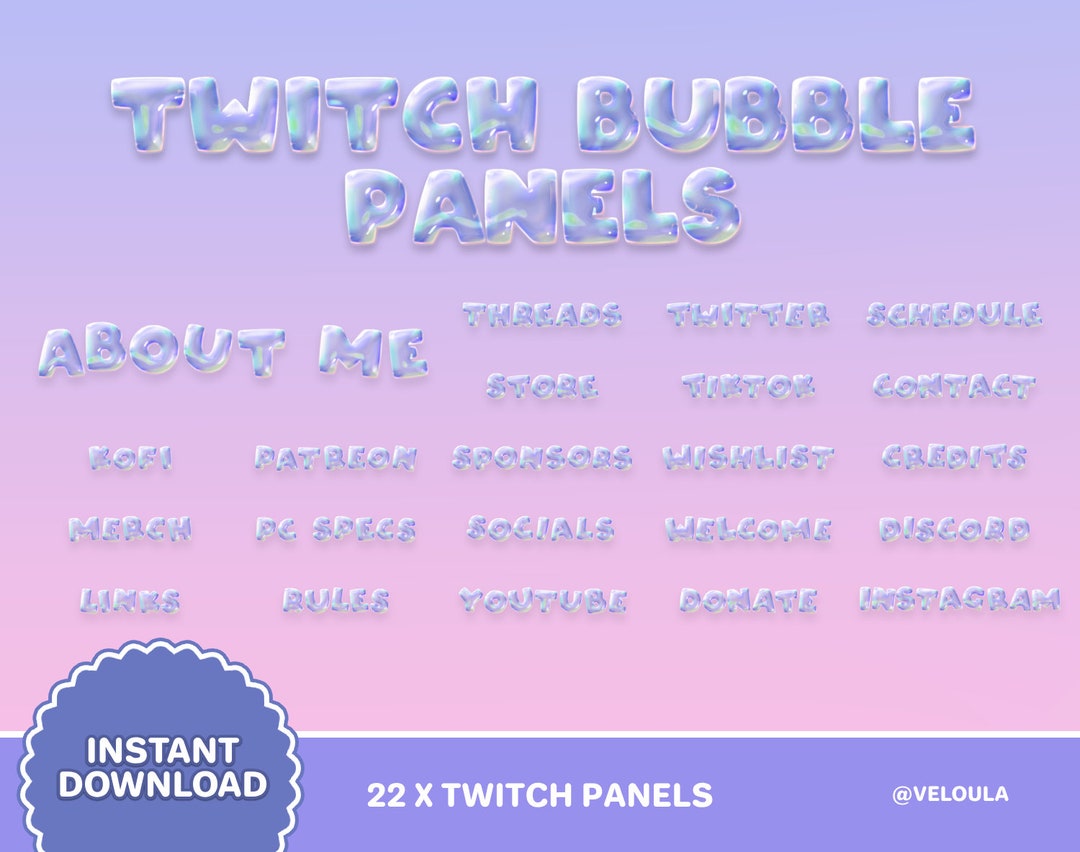 Soap Bubble Twitch Panels - 22 X Panels | Pastel, Kawaii, Blue ...
