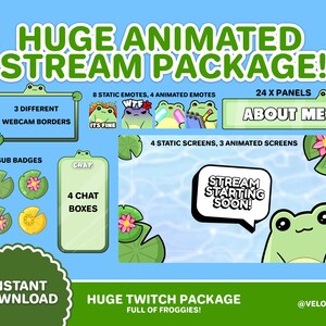 Animated Frog Overlays Full Package for Twitch - Panels, Scenes, Emotes ...