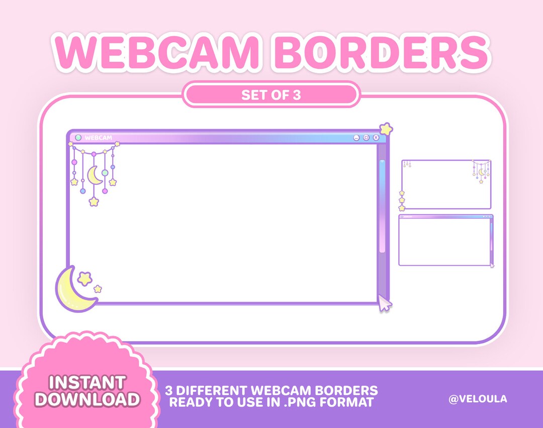 Kawaii Twitch Overlay Webcam Border | Window UI Theme | Cute ...
