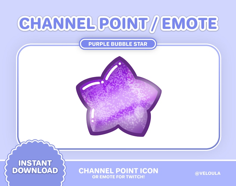 Twitch Star Channel Point / Emote Purple | Streamers | Kawaii Bubble ...