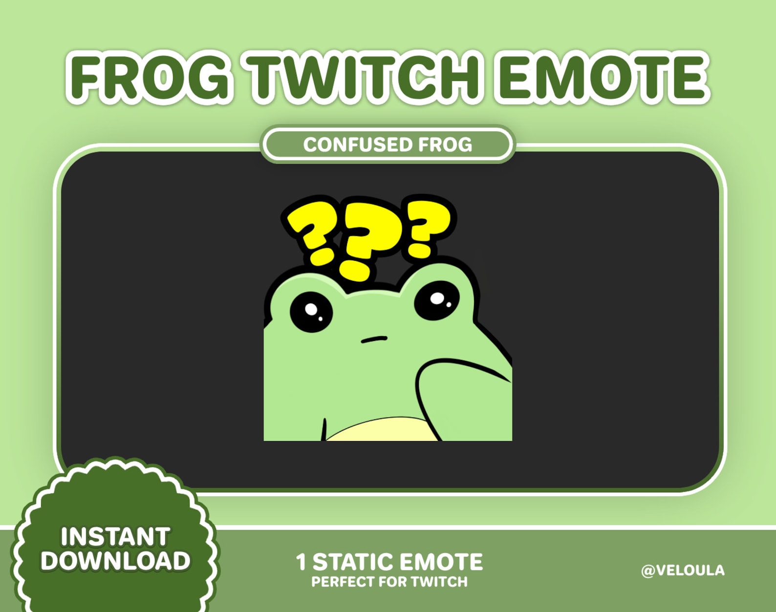 Confused Frog Twitch Emote / Static / Kawaii / Cute / Frog Theme ...